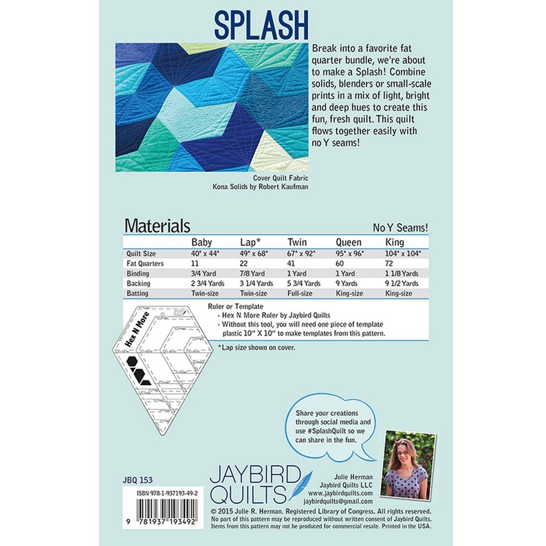 Splash Quilt Sewing Pattern PAPER PATTERN Designed by | Etsy