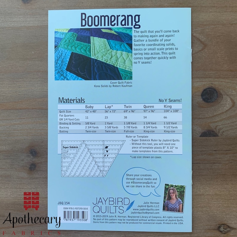 Boomerang Quilt Pattern PAPER PATTERN Designed by Jaybird - Etsy