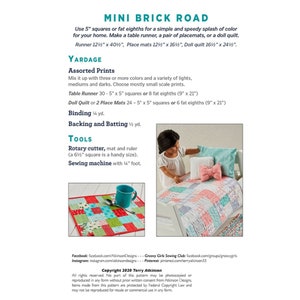 Mini Brick Road Table Top Pattern - PAPER PATTERN - Created by Atkinson ...