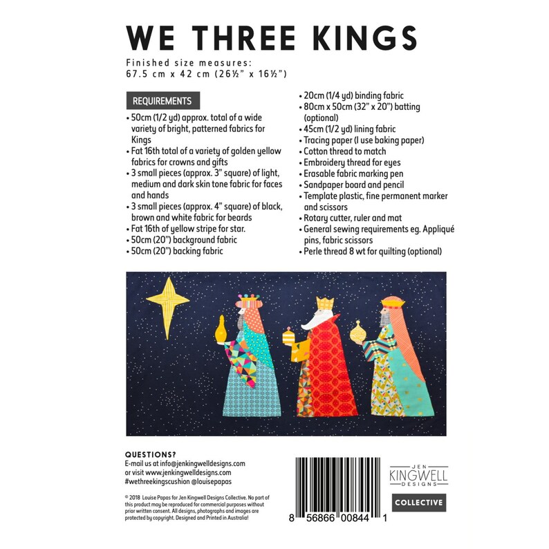 We Three Kings Pillow Cushion Sewing Pattern PAPER PATTERN | Etsy