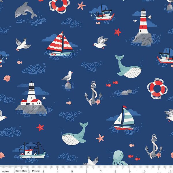 Nautical Fabric - Etsy UK