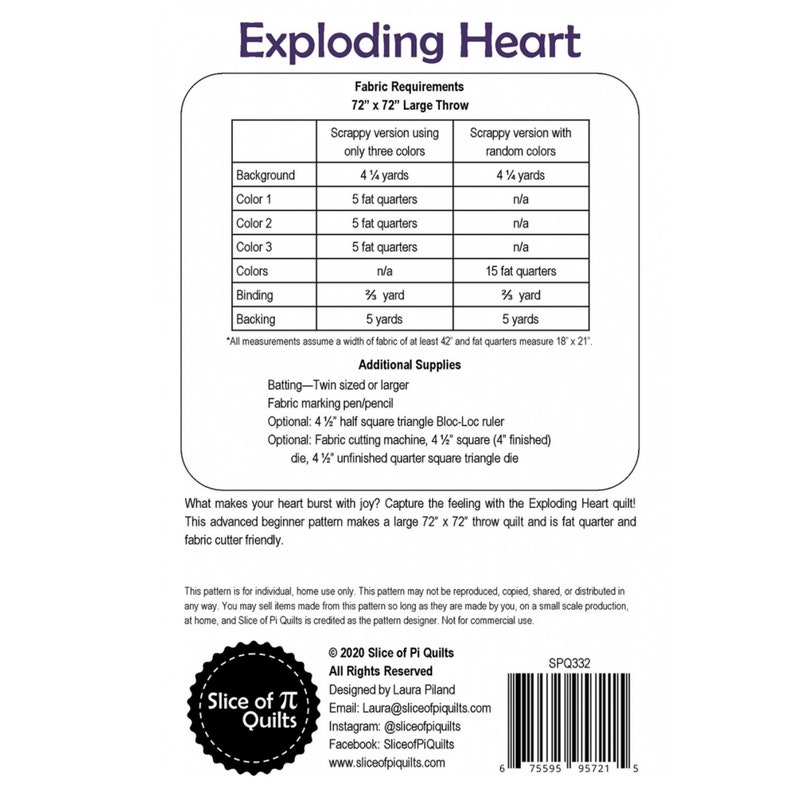 Exploding Heart Quilt Sewing Pattern PAPER PATTERN - Etsy