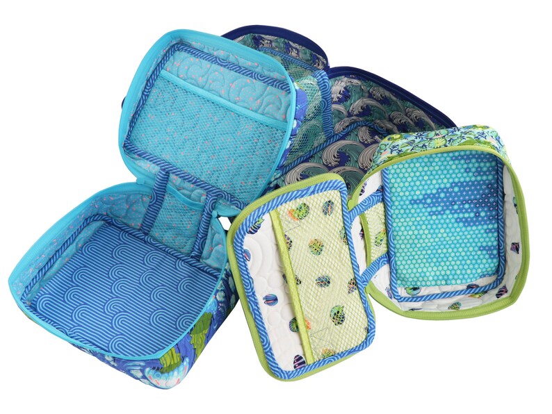 All Aboard Train Case Trio Sewing Pattern - PAPER PATTERN - Tote Bag ...