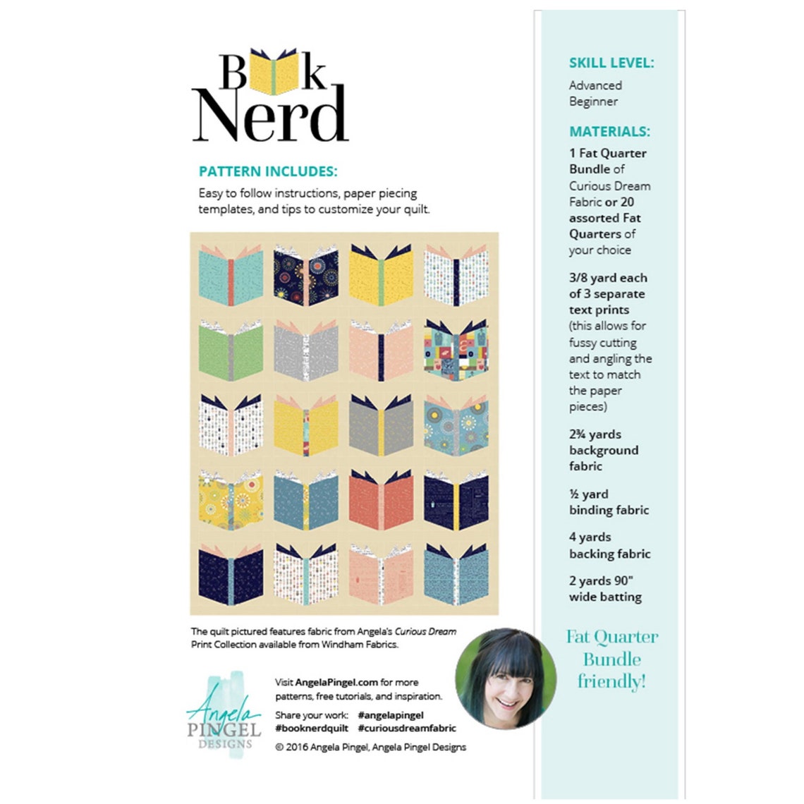 Book Nerd Softcover Quilt Pattern - PAPER PATTERN - Designed by Angela ...