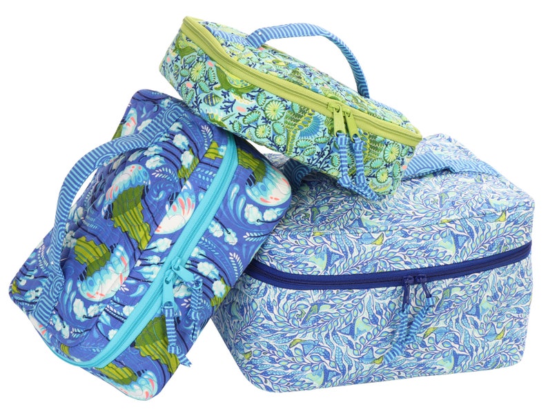 All Aboard Train Case Trio Sewing Pattern - PAPER PATTERN - Tote Bag ...