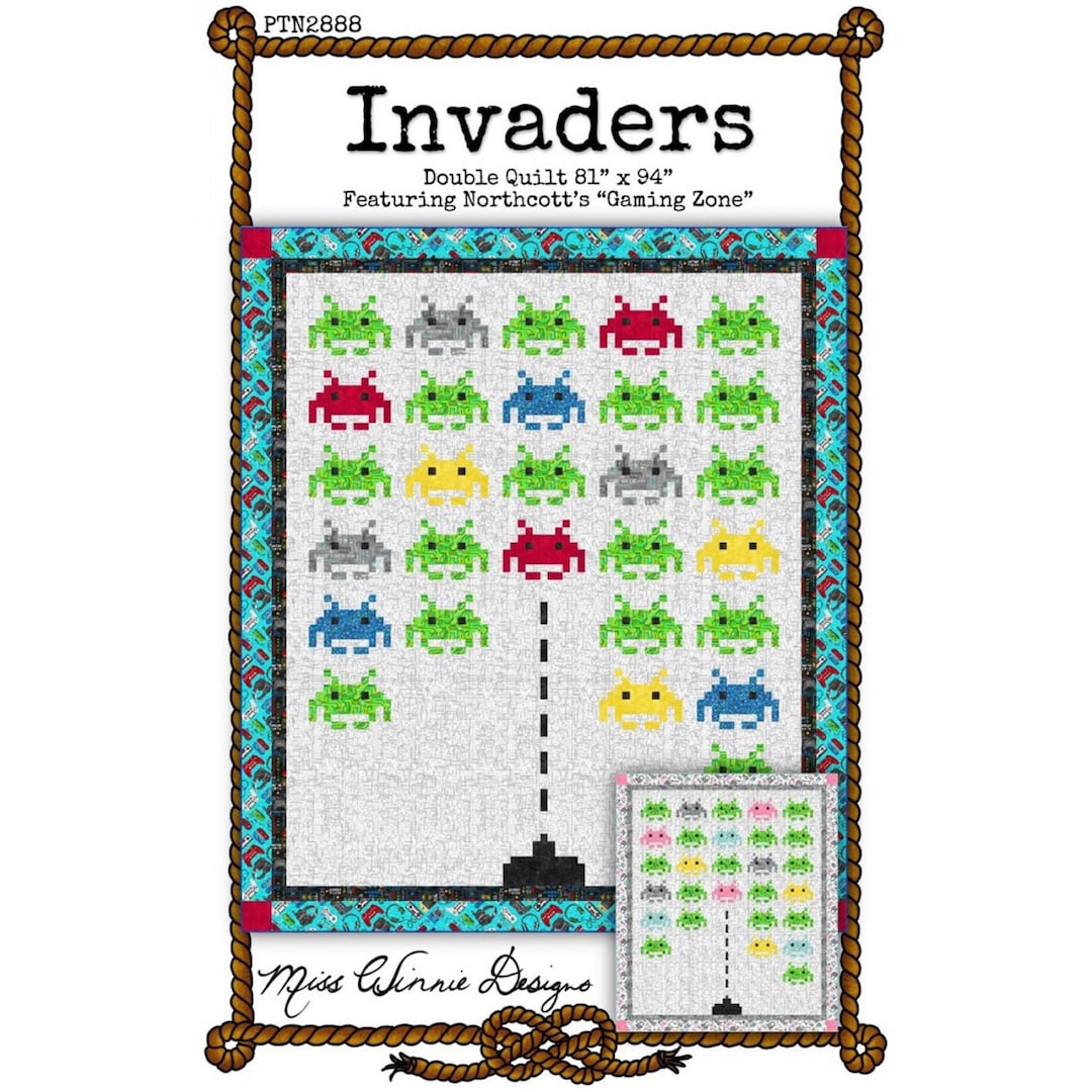 Invaders Quilt Pattern - PAPER PATTERN - Designed by Miss Winnie ...