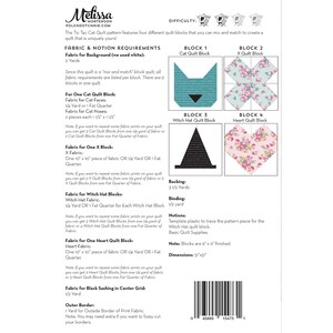 Tic Tac Cat Quilt Pattern PAPER PATTERN by Melissa Mortenson Sewing ...