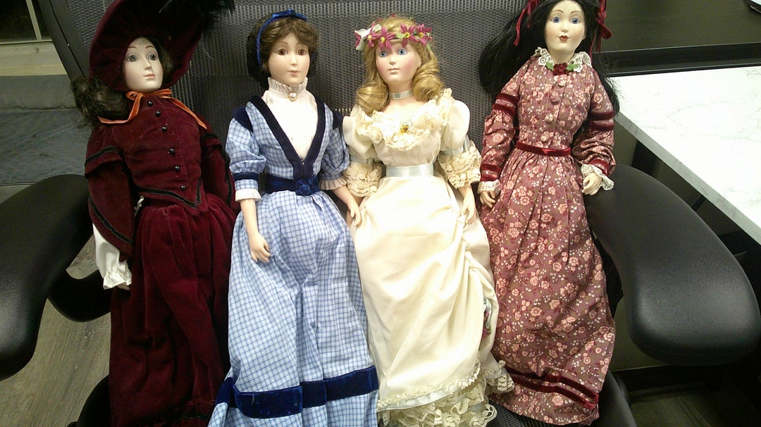 Rare Set of 4 Little Women Porcelain Dolls Franklin Heirloom Mint 1985 ...