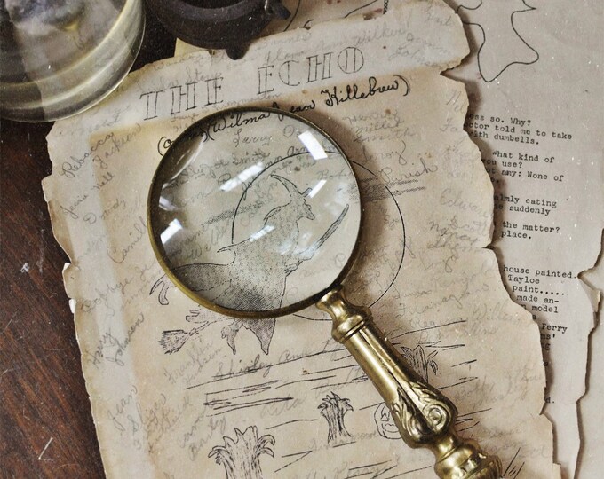 Vintage Ornate Brass Magnifying Glass With Cut Crystal Handle - Etsy