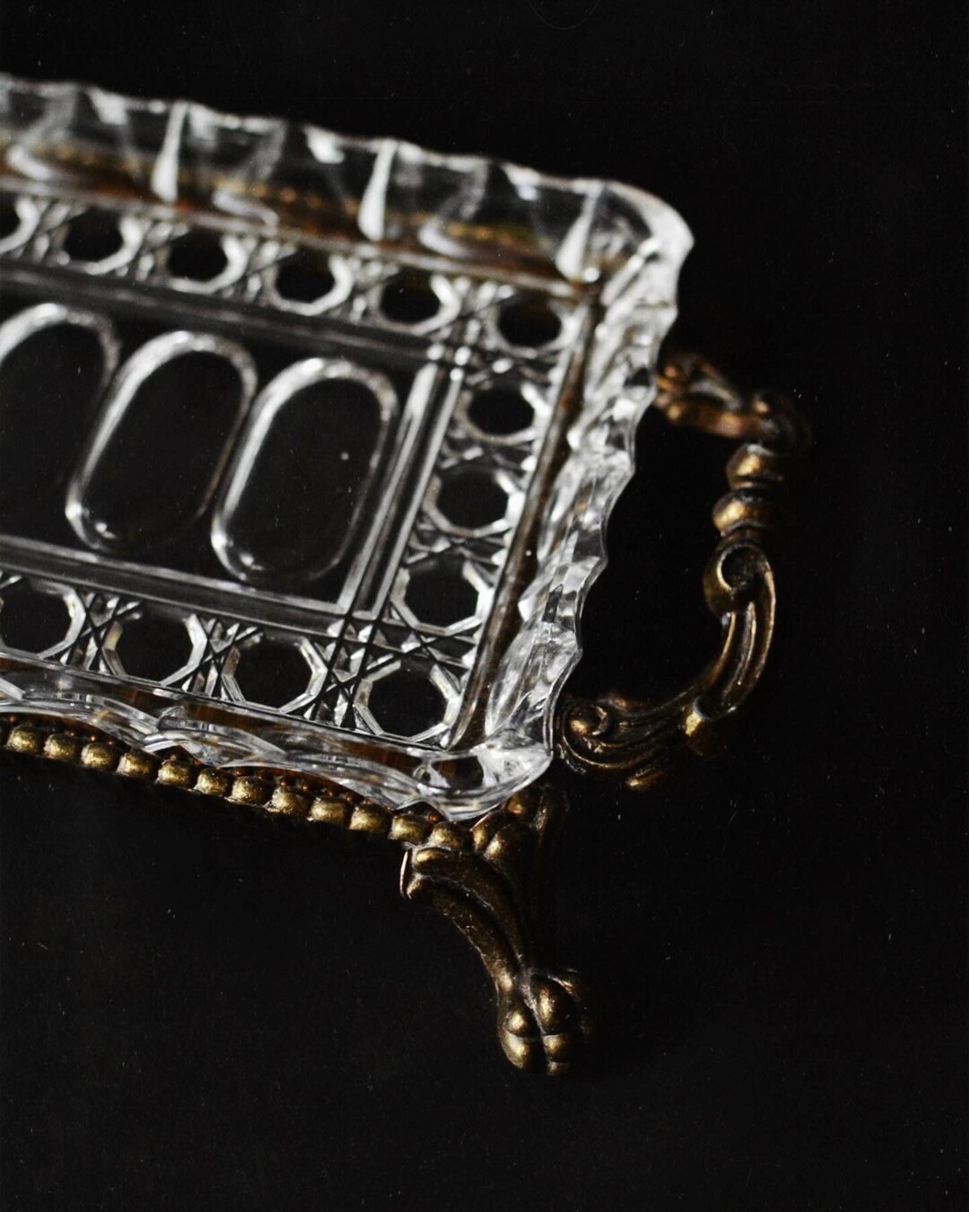 Vintage Crystal Cut Glass Claw Foot Trinket Dish - Etsy