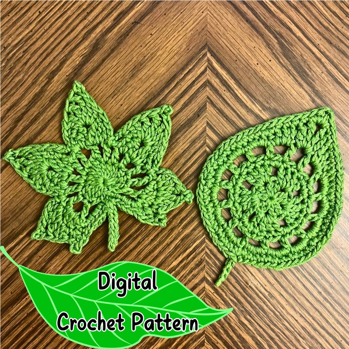 PATTERN ONLY, Aspen Leaf and Maple Leaf Bundle. Crochet, Coaster, Wall ...