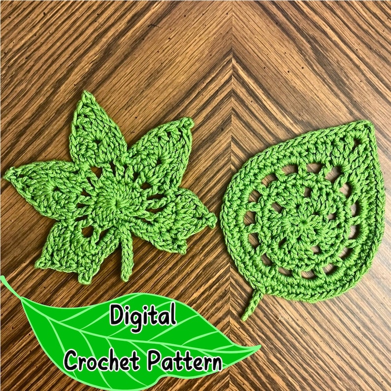 PATTERN ONLY, Aspen Leaf and Maple Leaf Bundle. Crochet, Coaster, Wall Decor, Garland, Doily ...