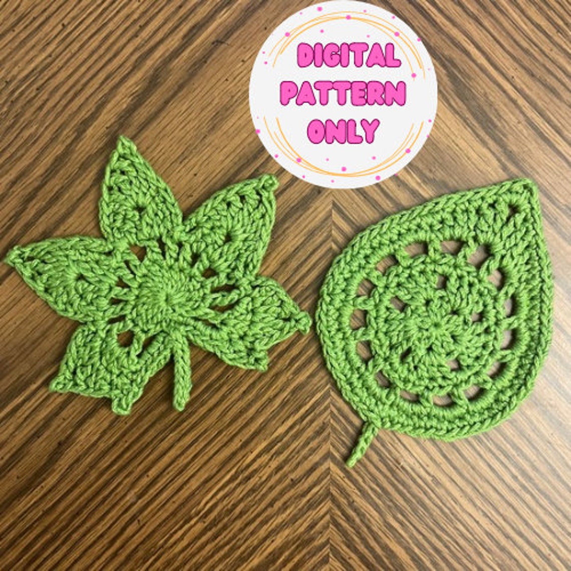 PATTERN ONLY, Aspen Leaf and Maple Leaf Bundle. Crochet, Coaster, Wall ...