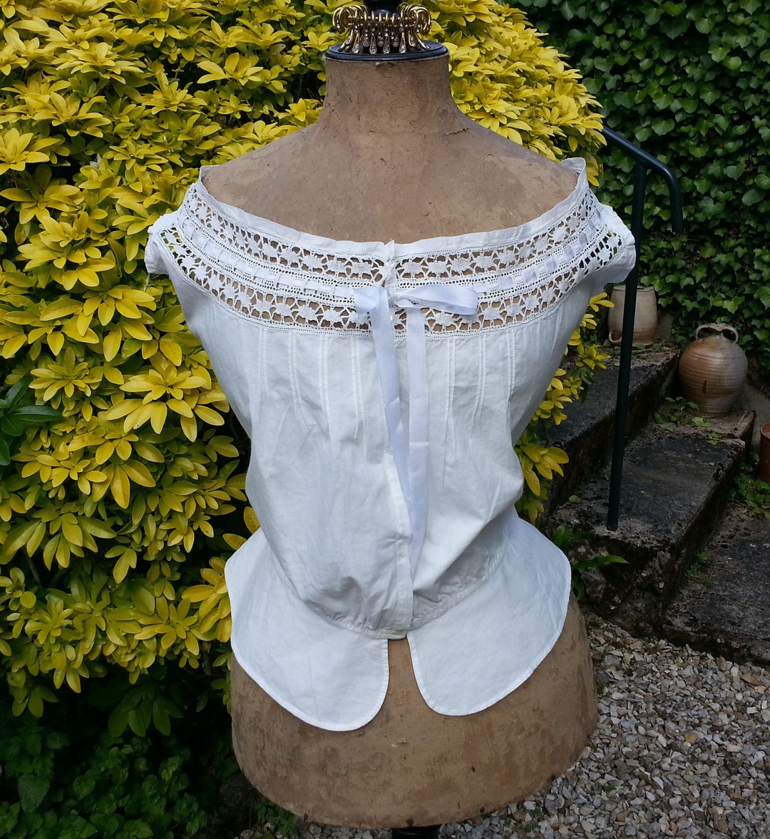 Antique French Camisole Corset Cover Pigeon Breast Off-shoulder Style ...