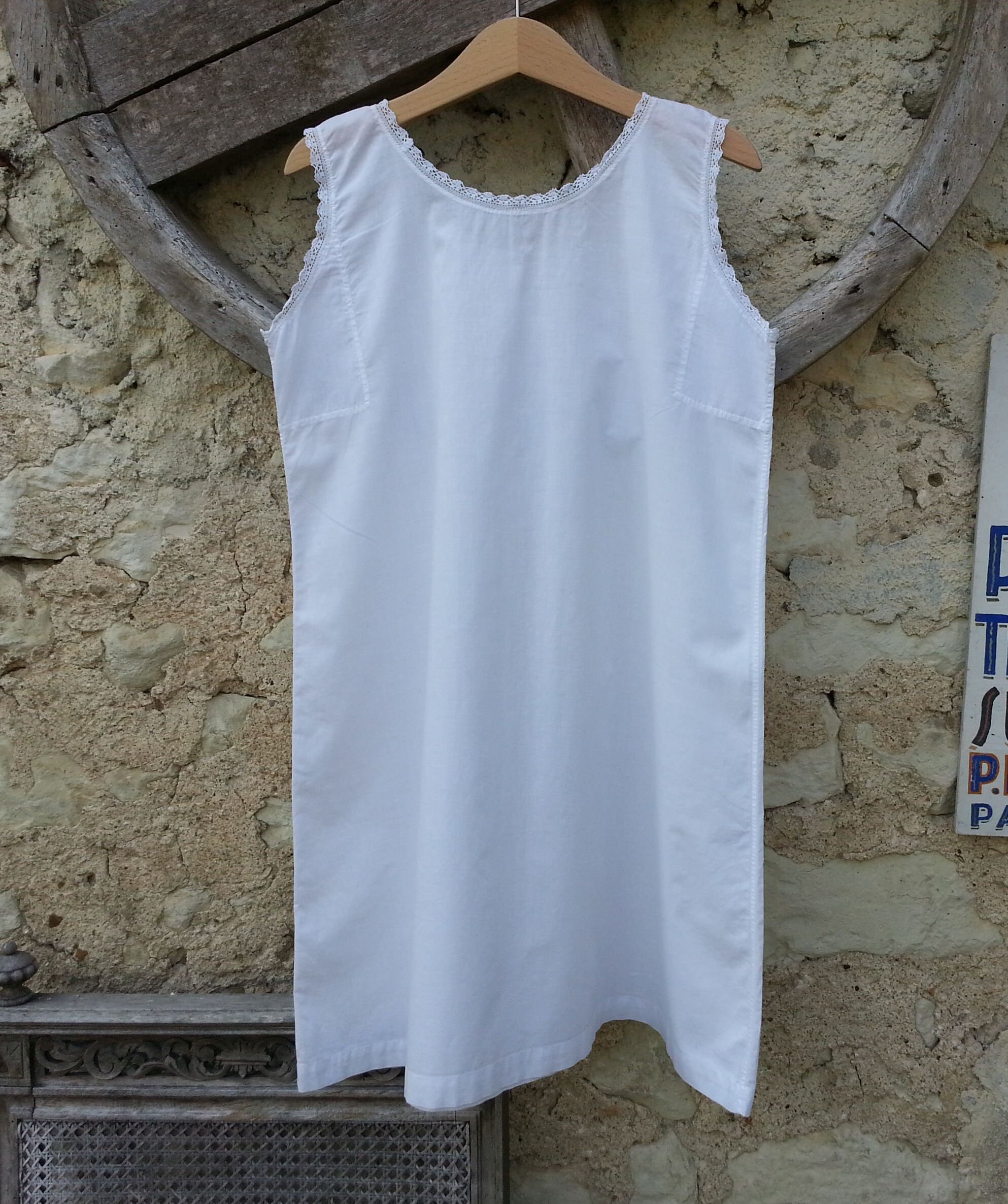 Vintage French Child's Chemise Slip White Cotton Embroidered With Name ...