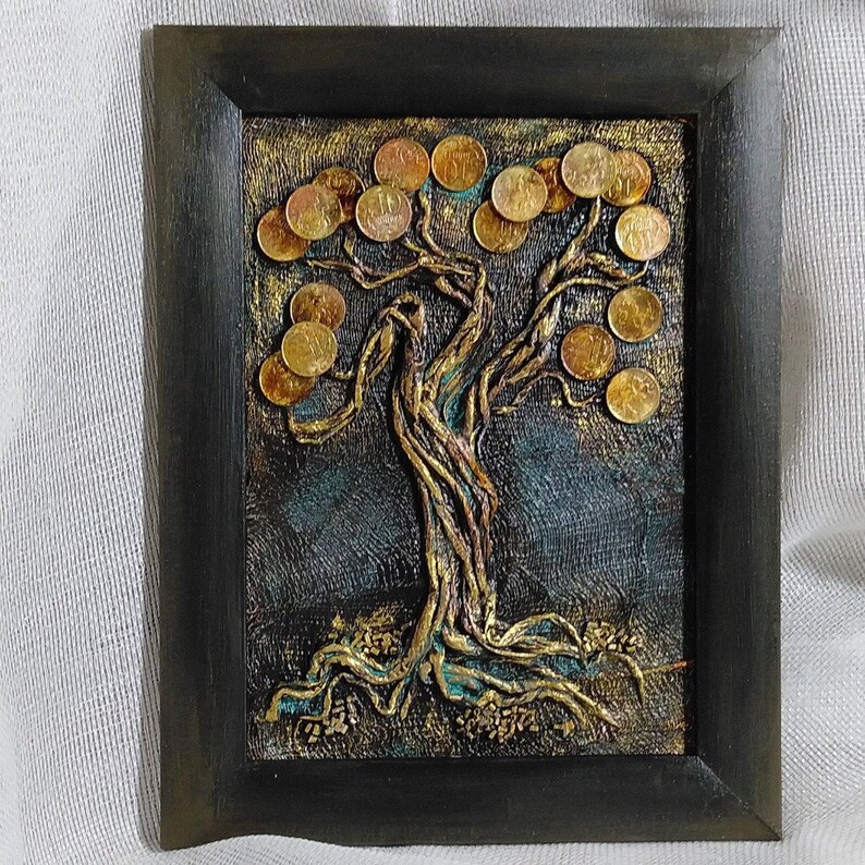 Decorative painting Money Tree in a frame ideal gift for mom | Etsy