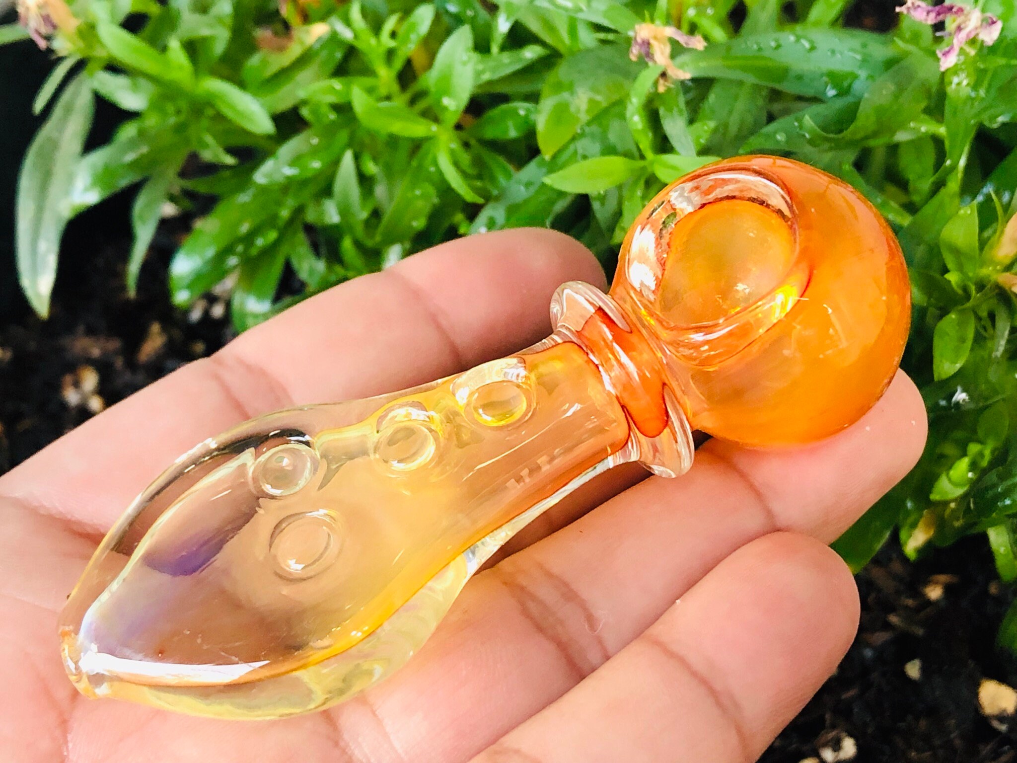 New 3.5 Clear & Gold Fumed Glass Pipe Portable Small Glass - Etsy