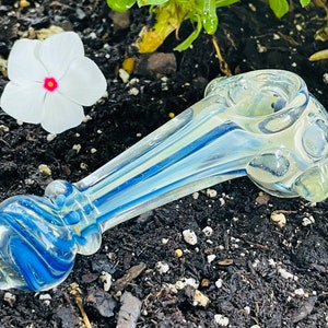 New 4”INCH Blue Gold Fumed Handpipe Collectible Color Changing Pipe ...