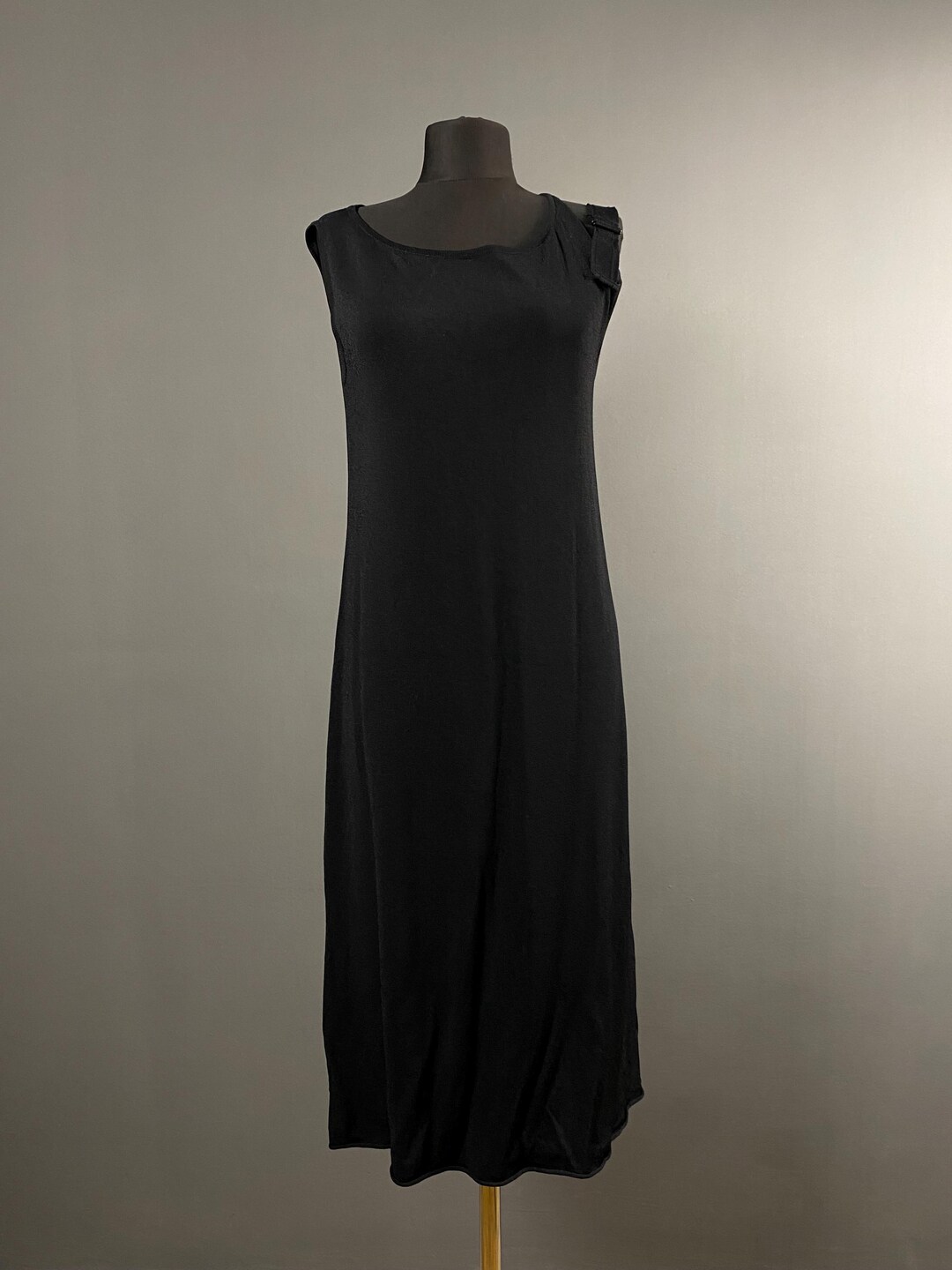 Annette Gortz Women Black Lagenlook Long Shift Maxi Pencil Tank Dress ...