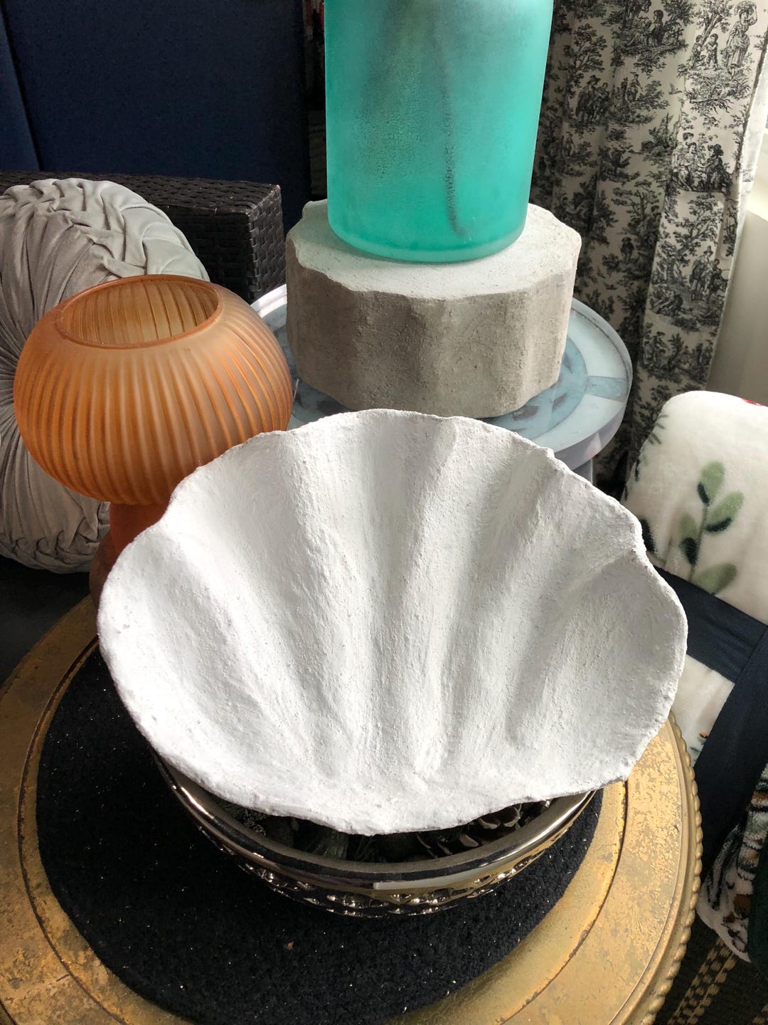 Concrete Extra Large Clam Shell Multipurpose Dish Tray for Decoupage ...
