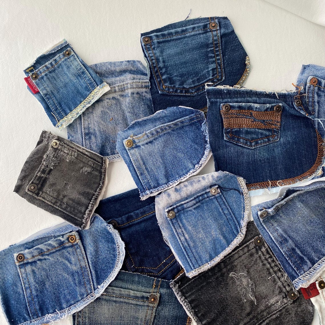 25 Extra Small Upcycled Denim Pockets Crafting - Etsy