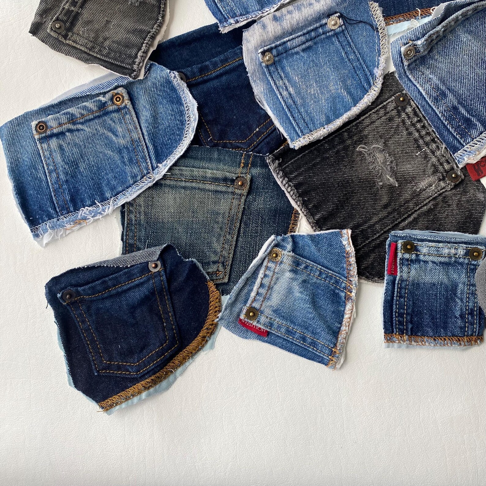 25 Extra Small Upcycled Denim Pockets Crafting - Etsy