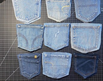 9 Pairs of Black Denim Pockets for Crafting, Jean Pockets, Upcycled - Etsy