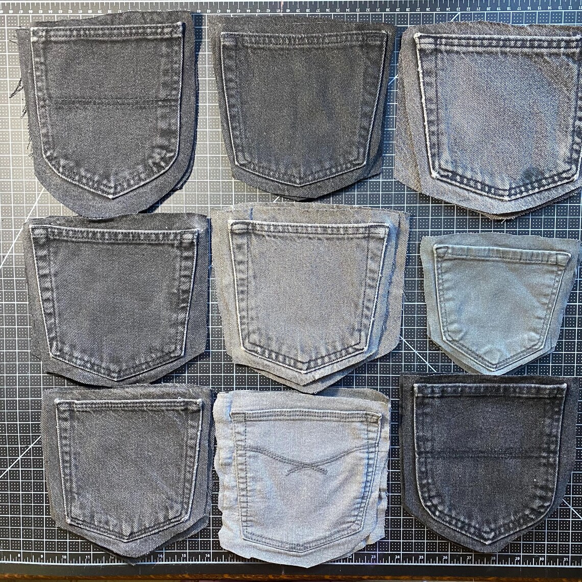 9 Pairs of Black Denim Pockets for Crafting, Jean Pockets, Upcycled - Etsy