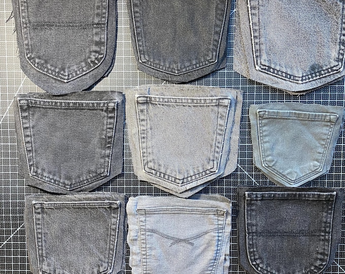 9 Pairs of Black Denim Pockets for Crafting, Jean Pockets, Upcycled - Etsy