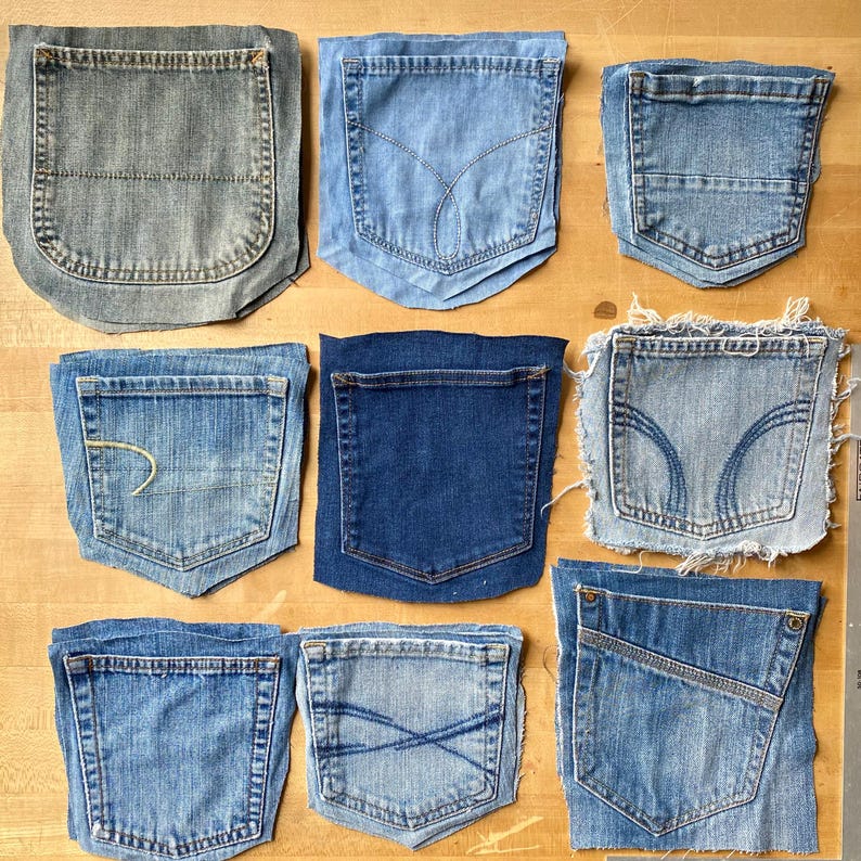 18 Upcycled Denim Back Pockets Mixed Brand - Etsy