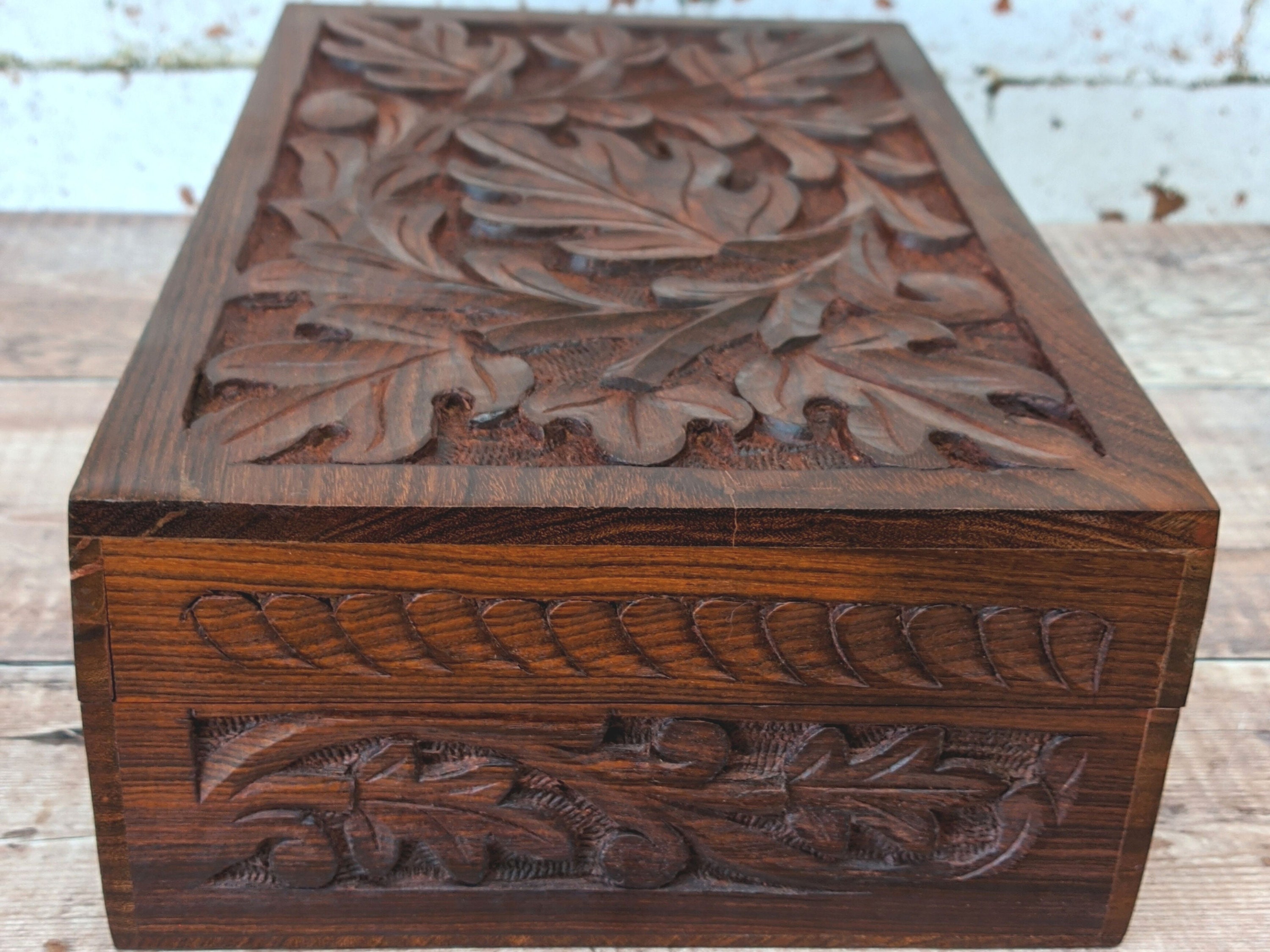 Wooden Box/jewellery/boho Decor/hippie Decor/ Large Carved/for Her/for ...