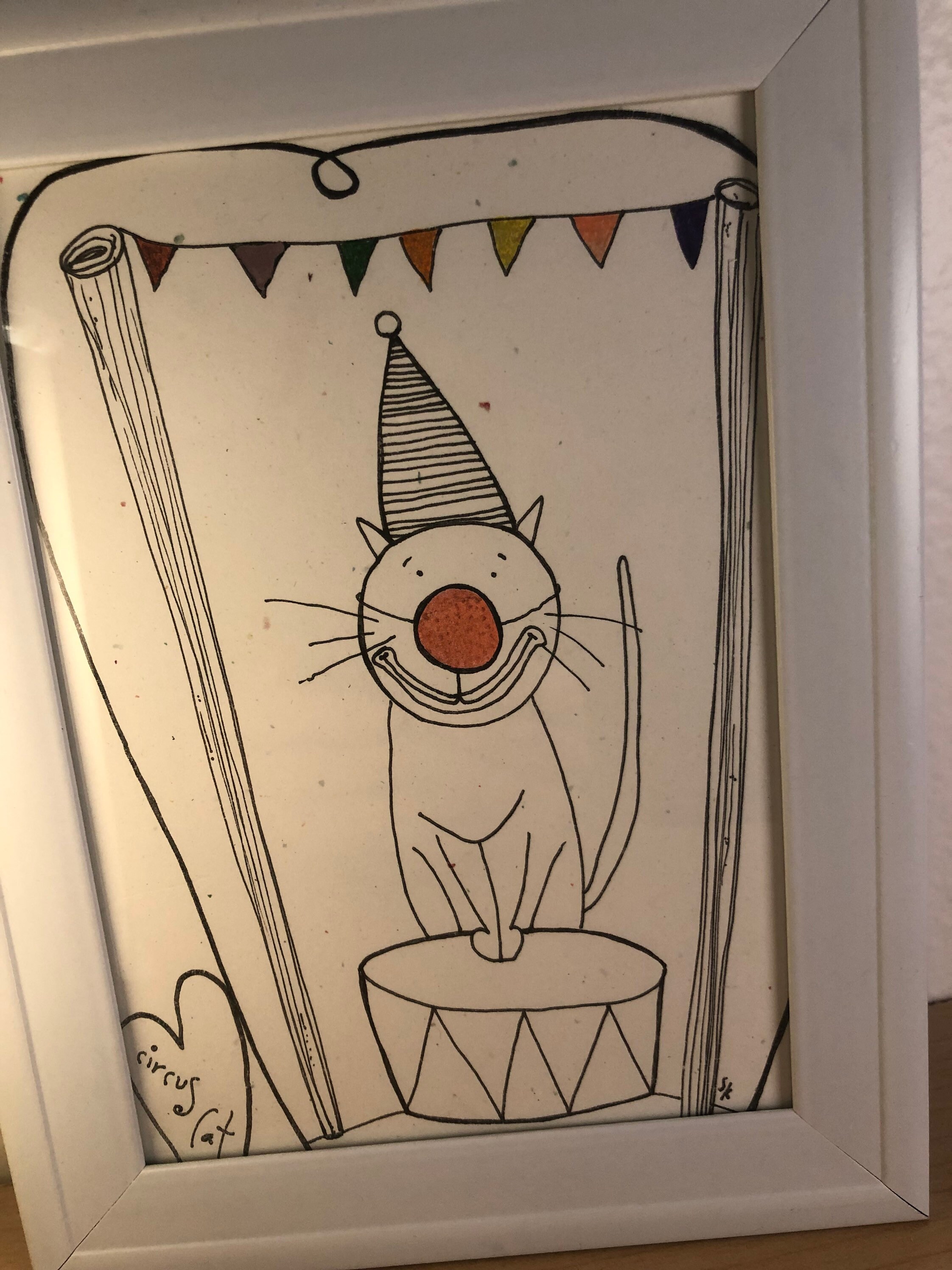 Circus Cat / Framed Print From Original Drawing - Etsy