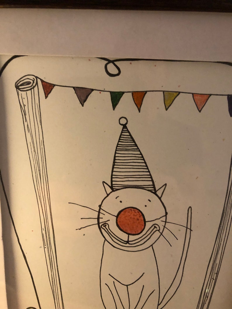 Circus Cat / Framed print from original drawing | Etsy