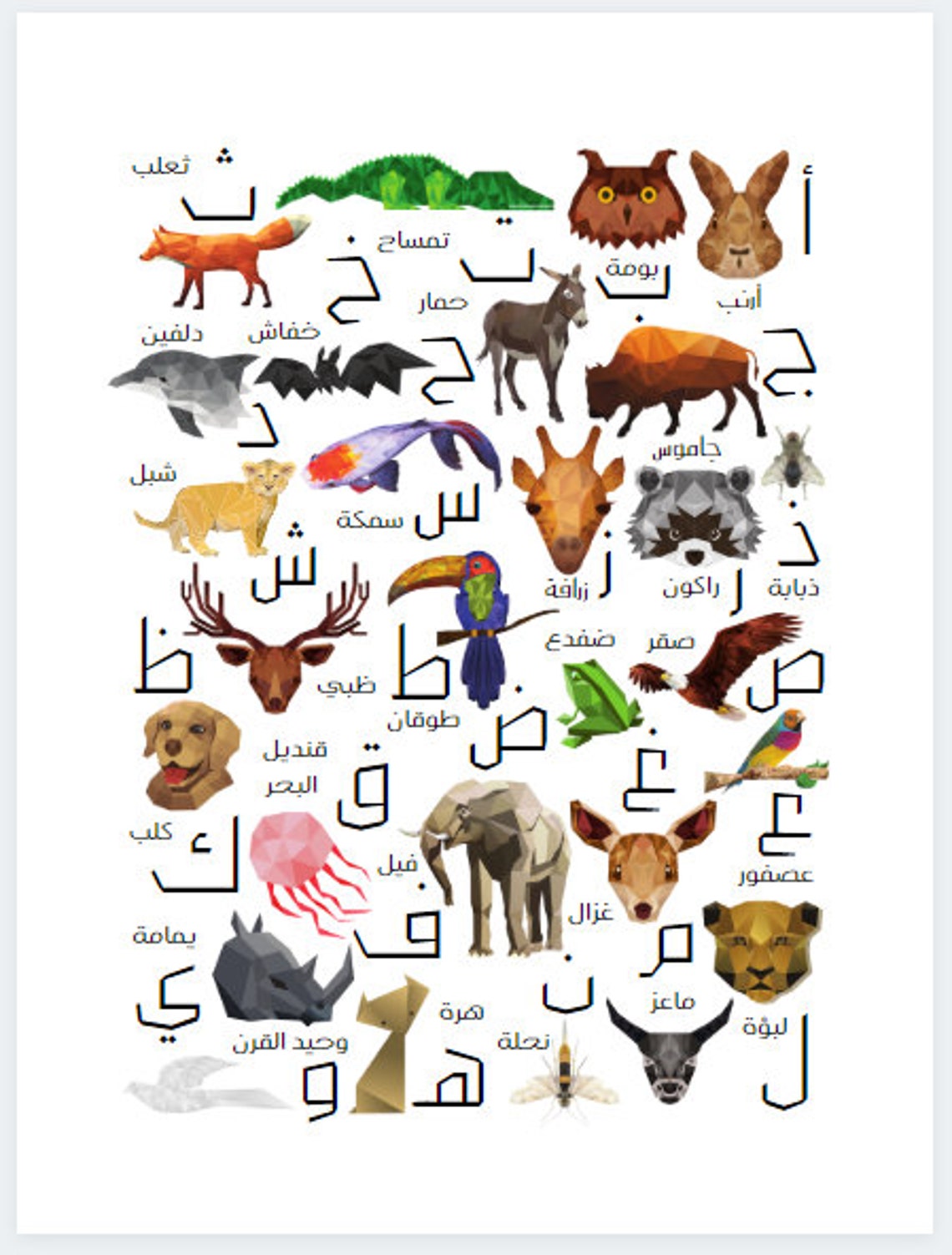 Geometric Arabic Animal Alphabet Print Printable Alphabet - Etsy