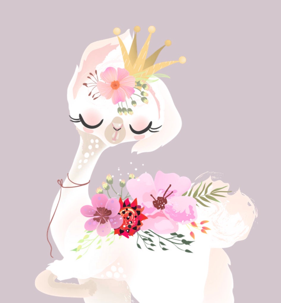 Llama Printable Poster Floral Nursery Llama Decor - Etsy