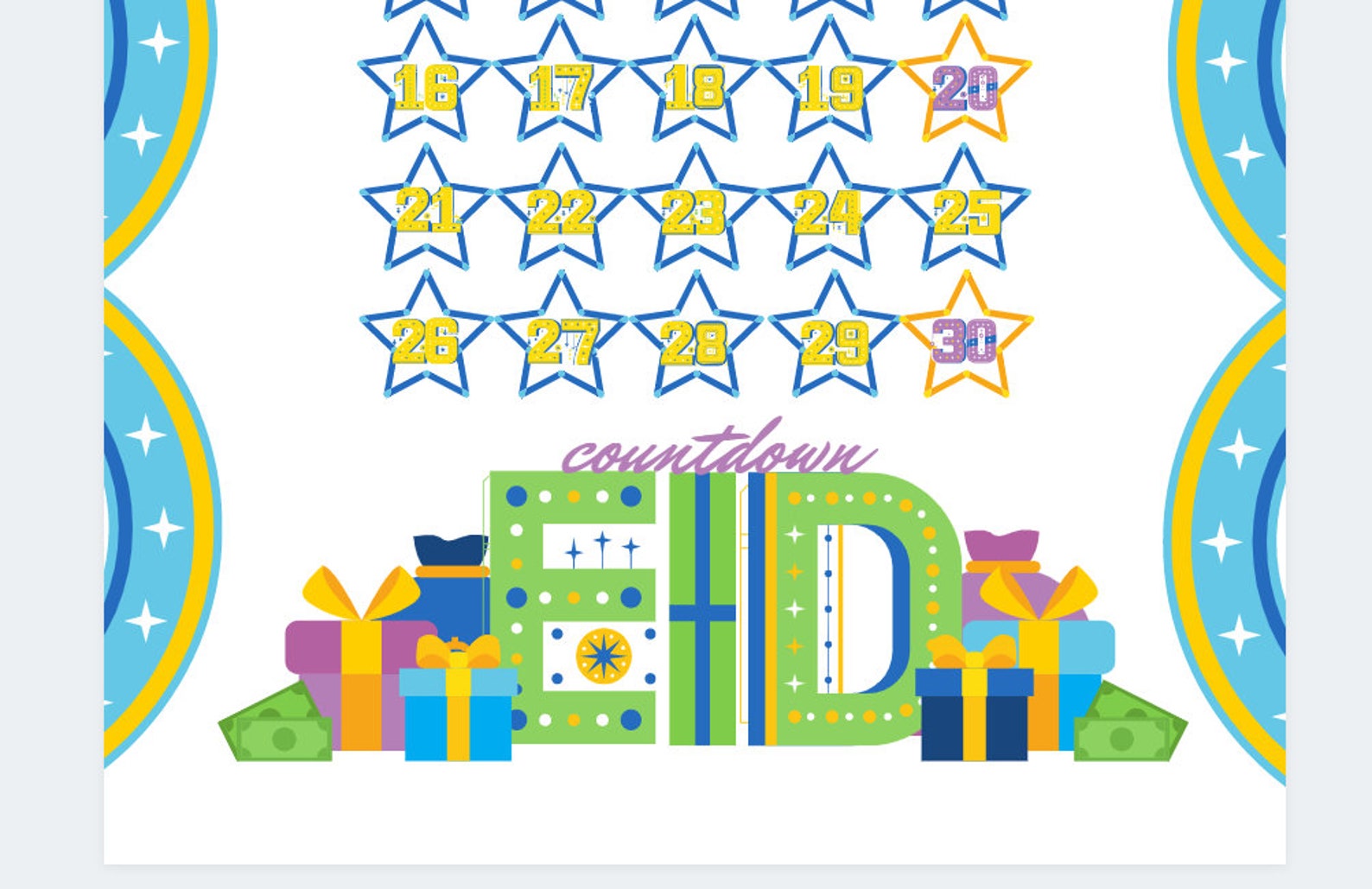 Ramadan Eid Countdown Poster Islamic School Month Calendar - Etsy