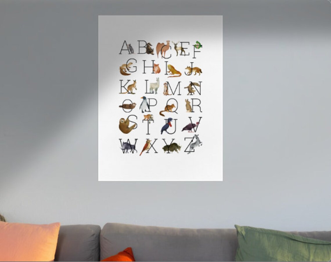 Alphabet With Watercolor Animals | Printable Kids Decor | Pediatric ...