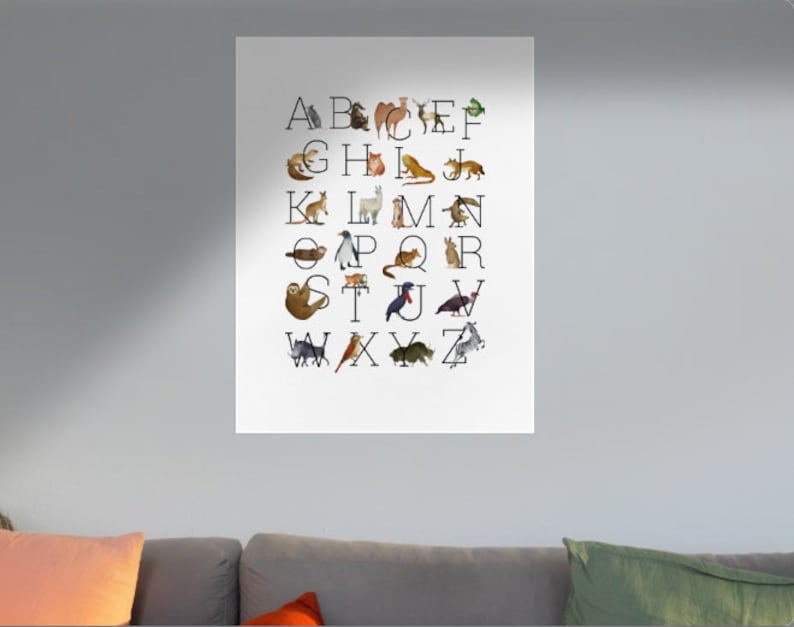Alphabet With Watercolor Animals | Printable Kids Decor | Pediatric ...