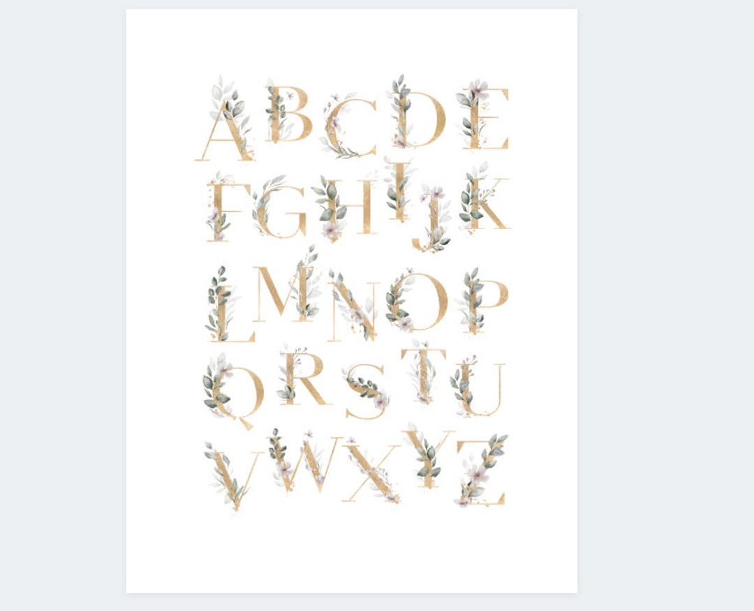 Elegant Leafy Alphabet | Printable Kids Nursery Decor | Pediatric ...