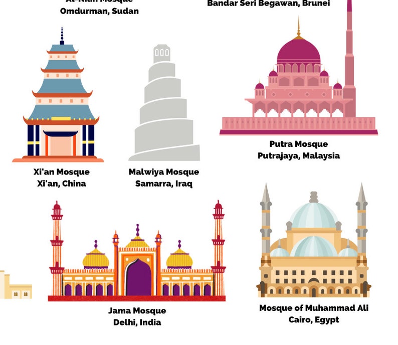 Mosques of World Printable Poster | Islamic Decor Wall Art | School ...