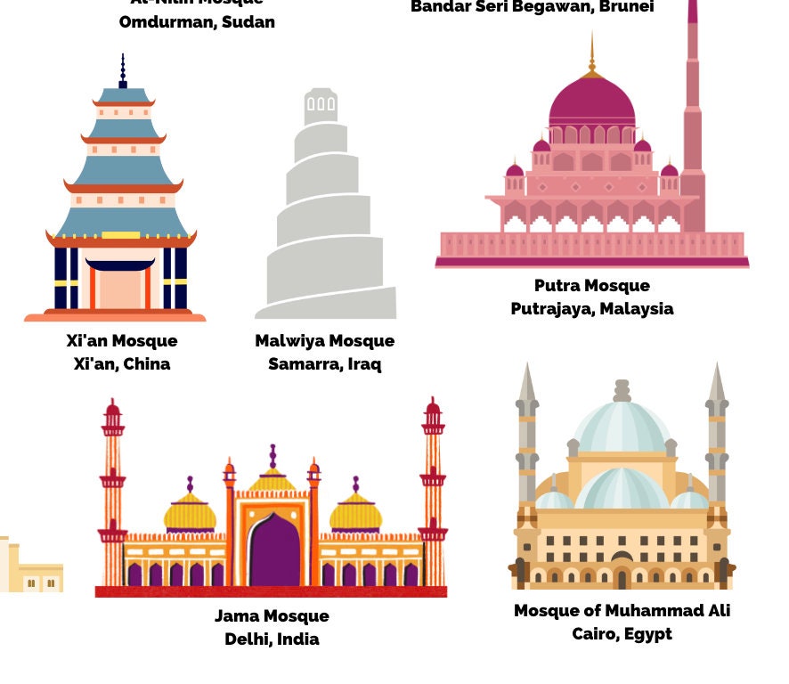Mosques of World Printable Poster | Islamic Decor Wall Art | School ...