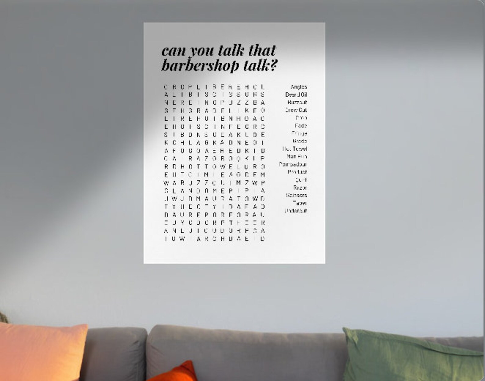 Barbershop Word Search Poster | Gift for Barber, Hairstylist | Waiting ...