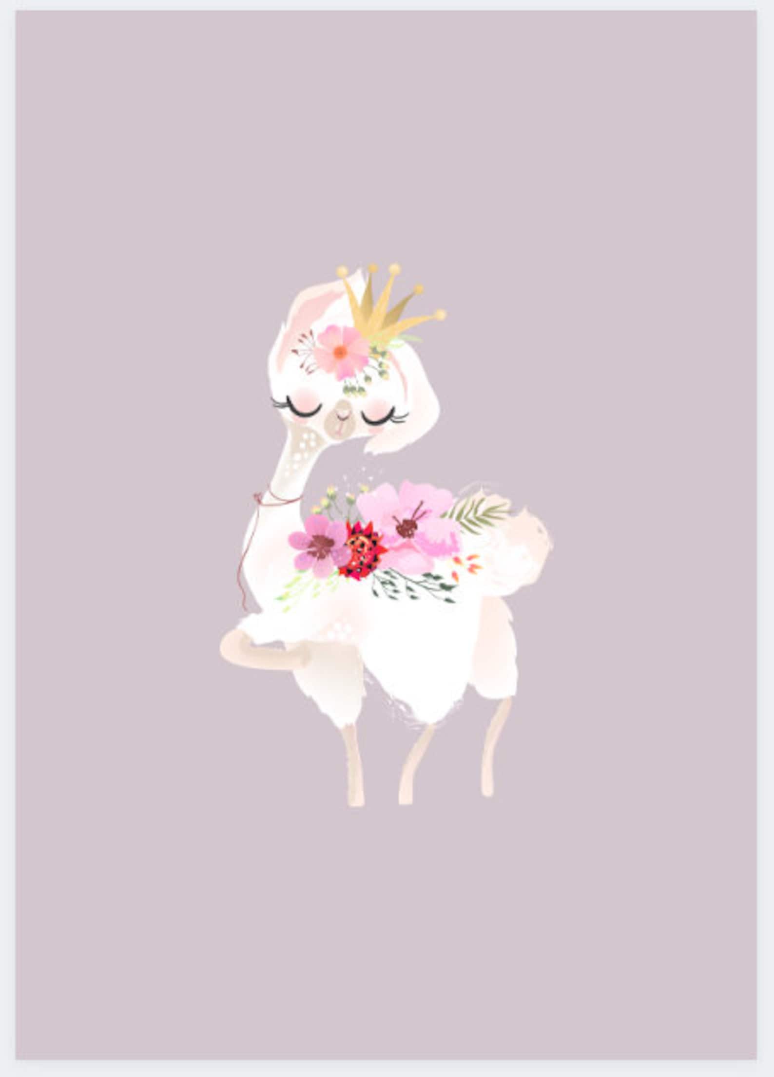 Llama Printable Poster Floral Nursery Llama Decor - Etsy