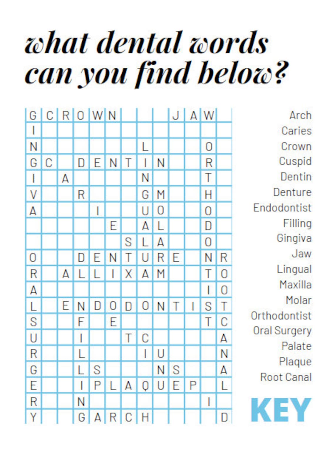 Dental Office Word Search Poster Printable Gift for Dentist - Etsy