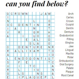 Dental Office Word Search Poster | Printable Gift for Dentist ...