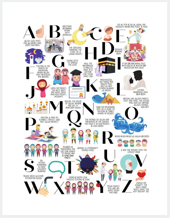 Printable Islamic Alphabet ABCs Muslim Nursery Kids Bedroom | Etsy