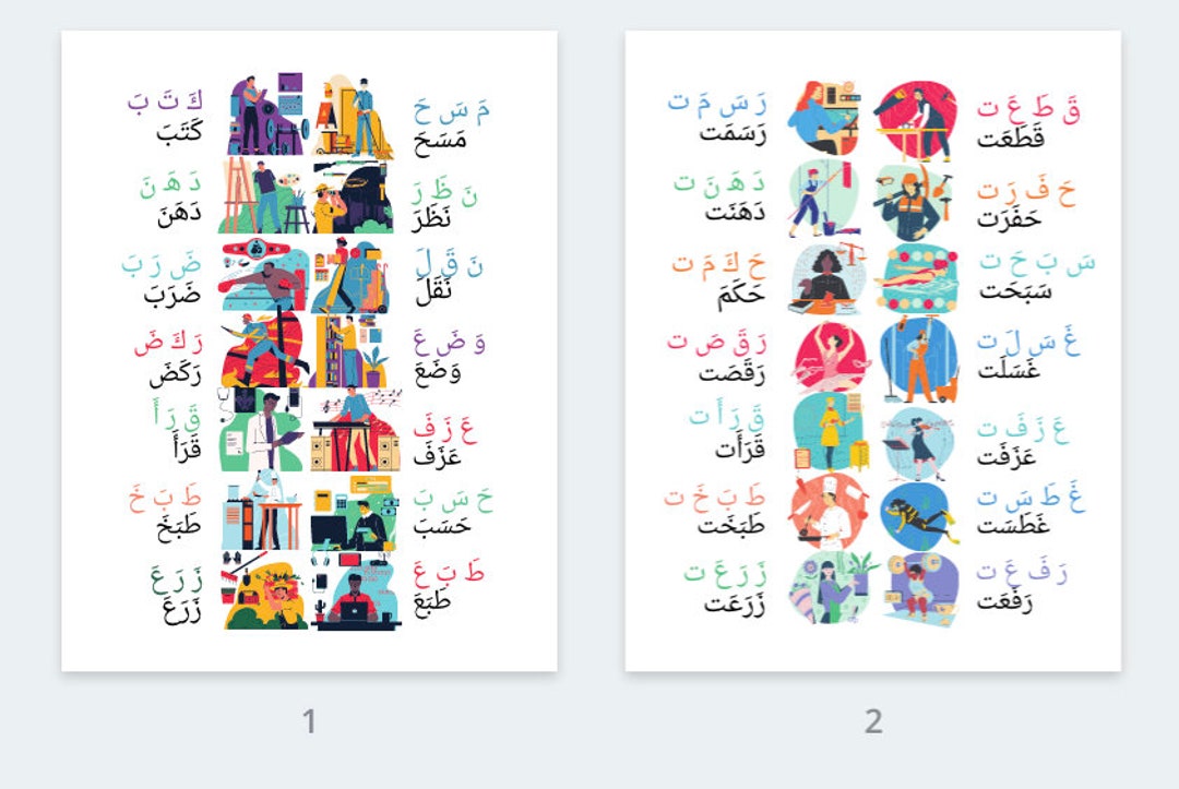 Printable Toddler Arabic Reading Verbs Tashkeel Occupations Worksheet ...