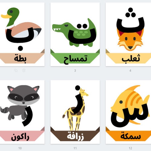 Modern Arabic Animal Alphabet Banner Printable Wall Decor - Etsy