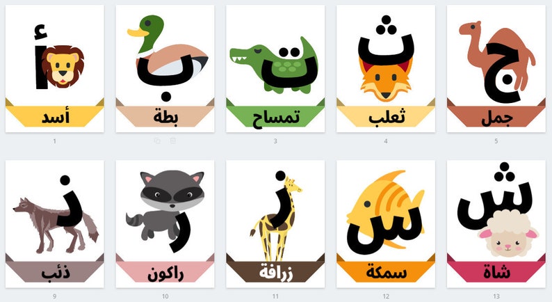 Modern Arabic Animal Alphabet Banner Printable Wall Decor - Etsy