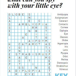 Optometry Word Search Poster | 18x24 B&W Print | Waiting Room Decor ...